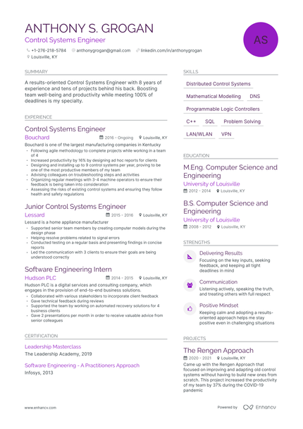 5 Control Systems Engineer Resume Examples & Guide for 2024
