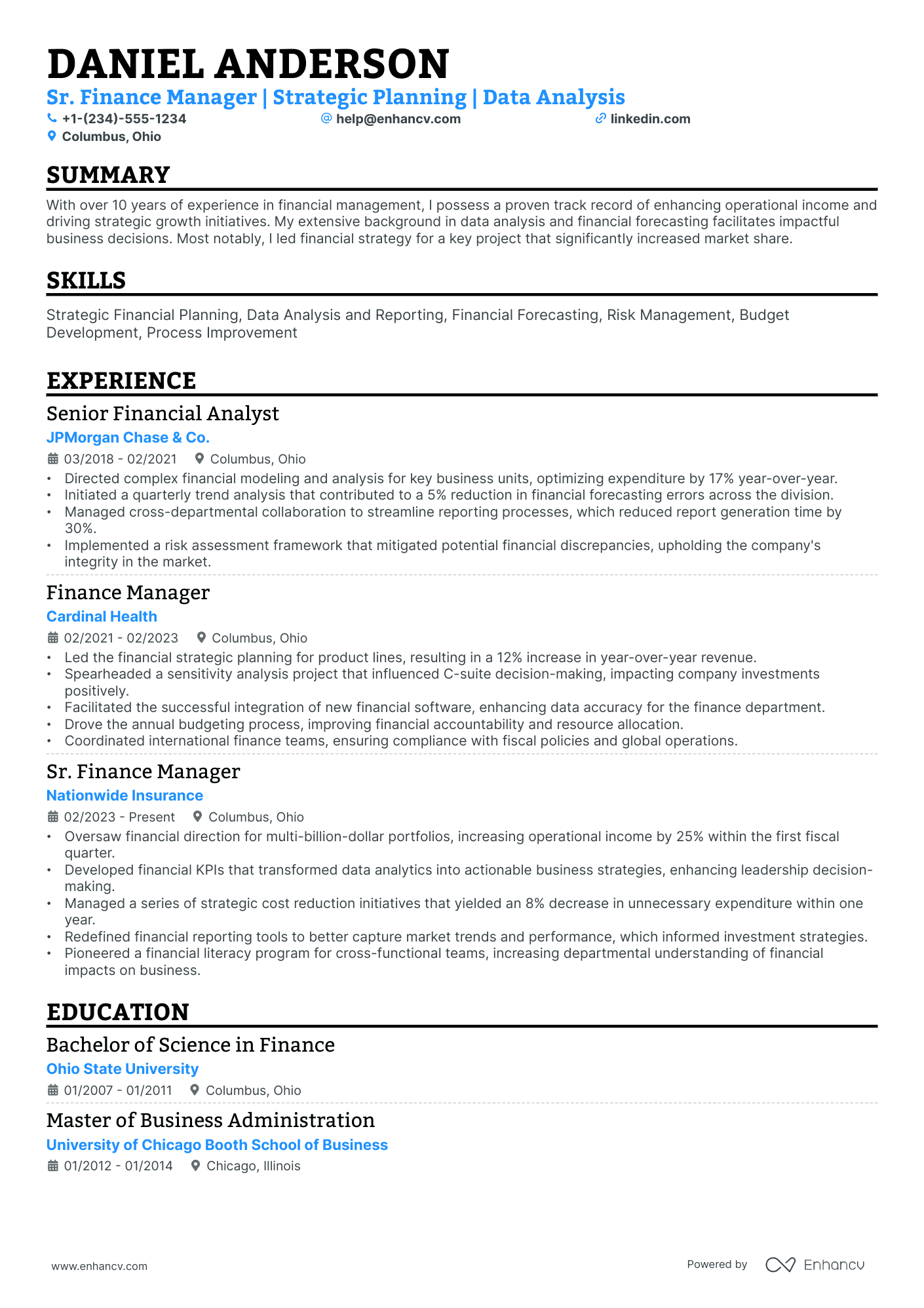10 Senior Finance Manager Resume Examples & Guide for 2025