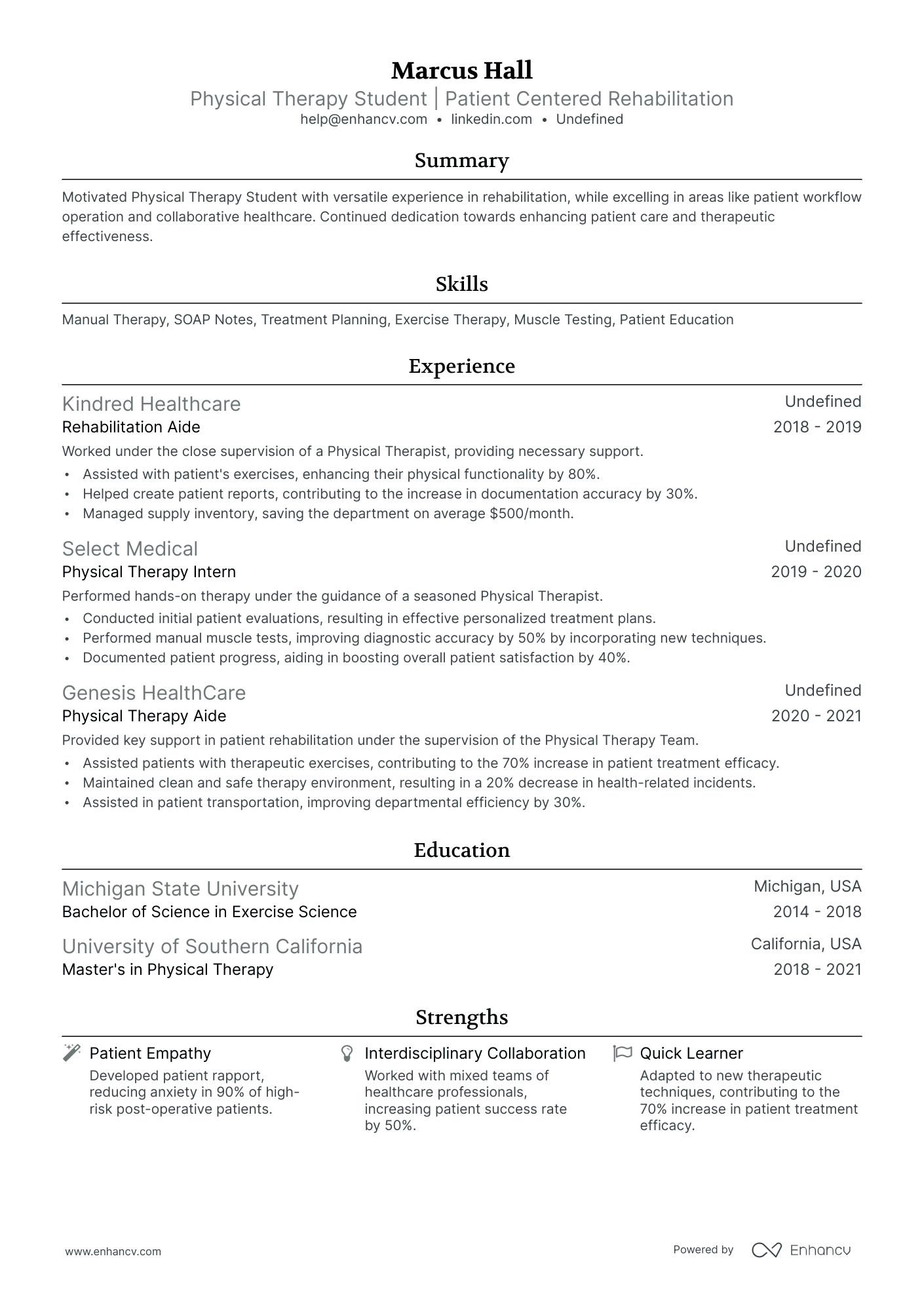 10 Physical Therapy Student Resume Examples & Guide for 2025
