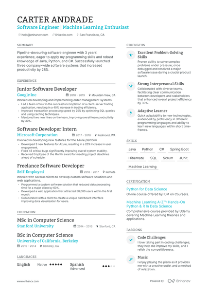 5 Software Engineer New Grad Resume Examples & Guide for 2024