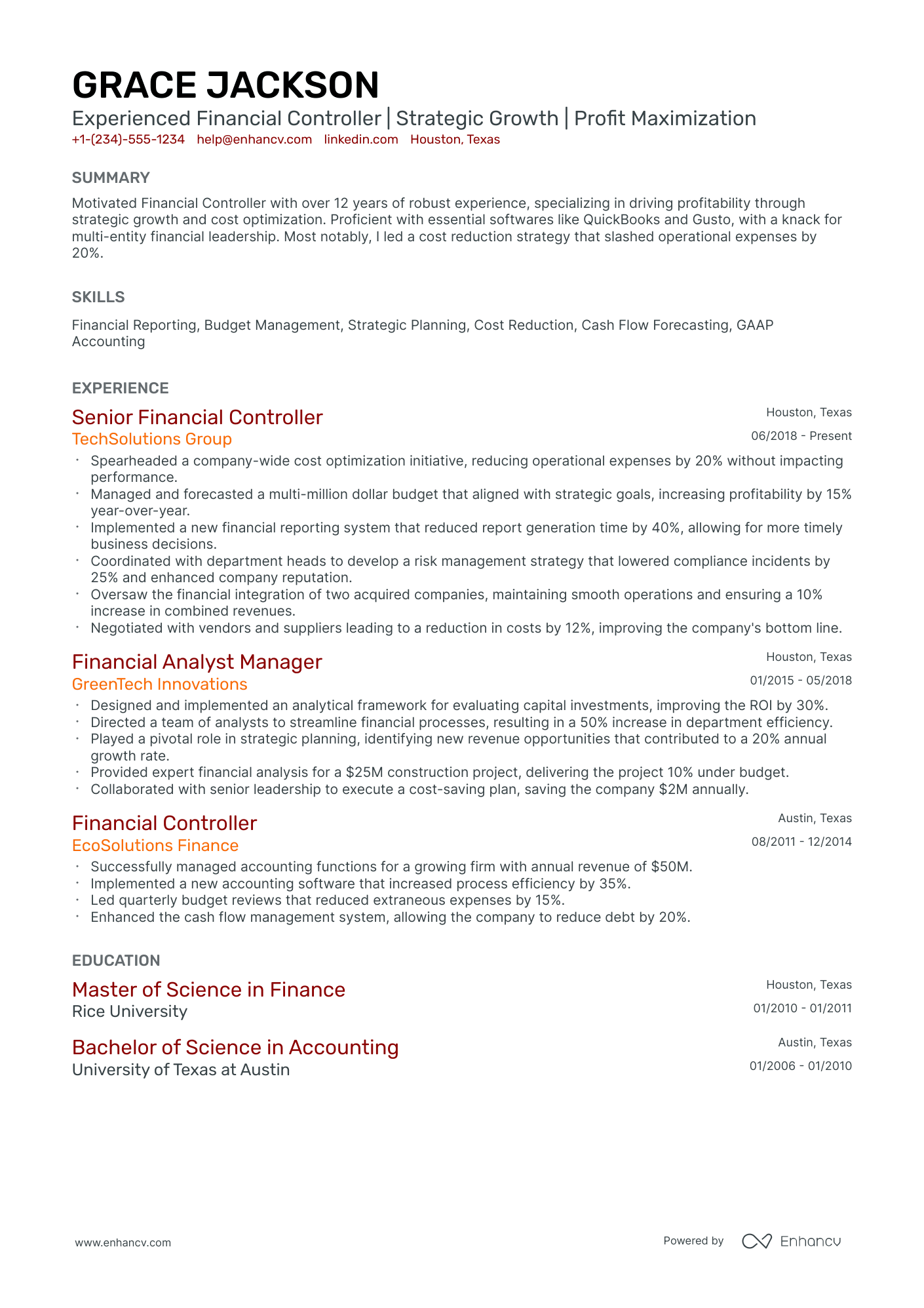 10 Financial Controller Resume Examples & Guide for 2025