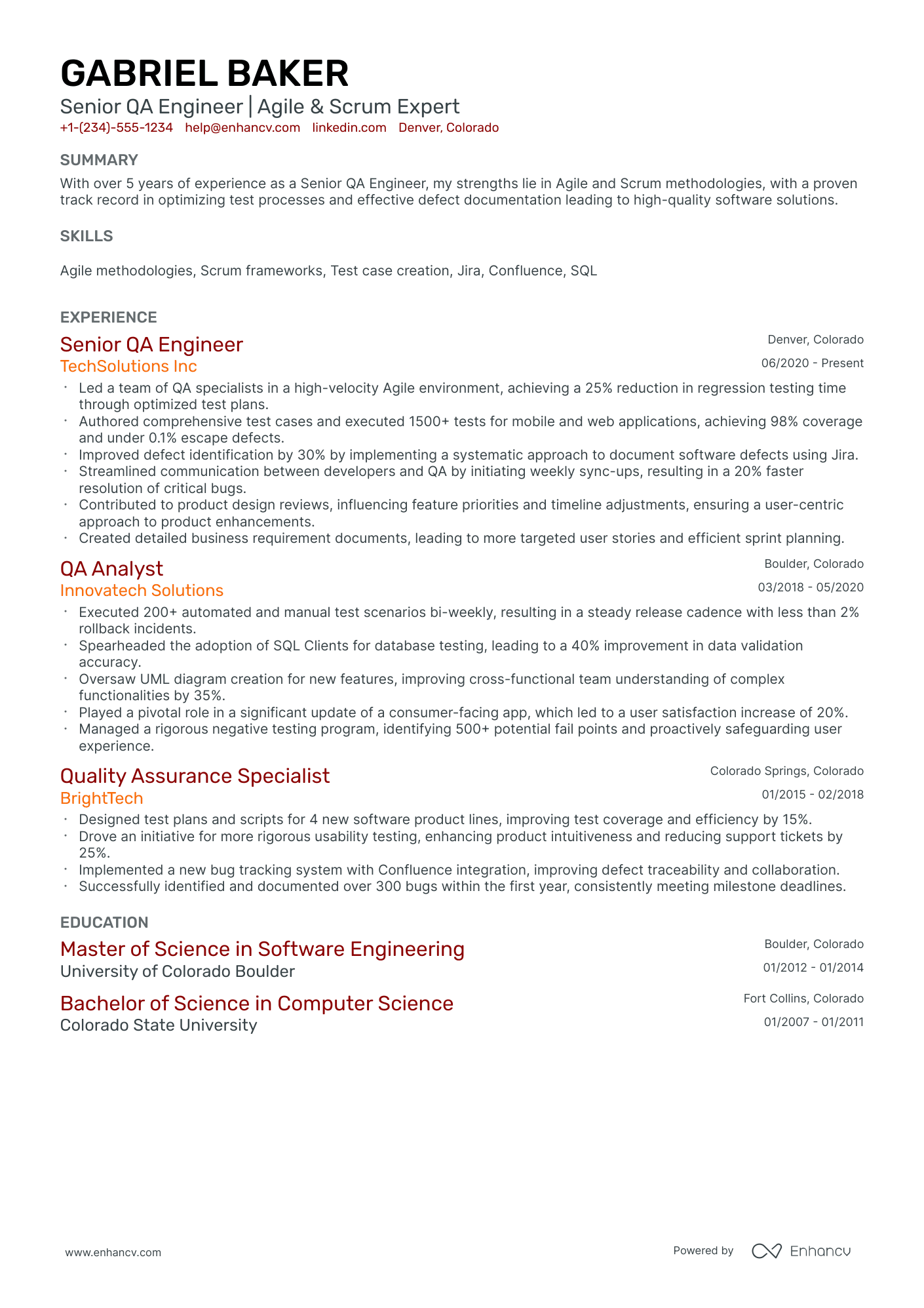 10 Software QA Engineer Resume Examples & Guide for 2025