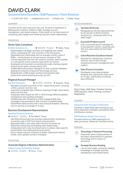 10 B2B Sales Resume Examples & Guide for 2026
