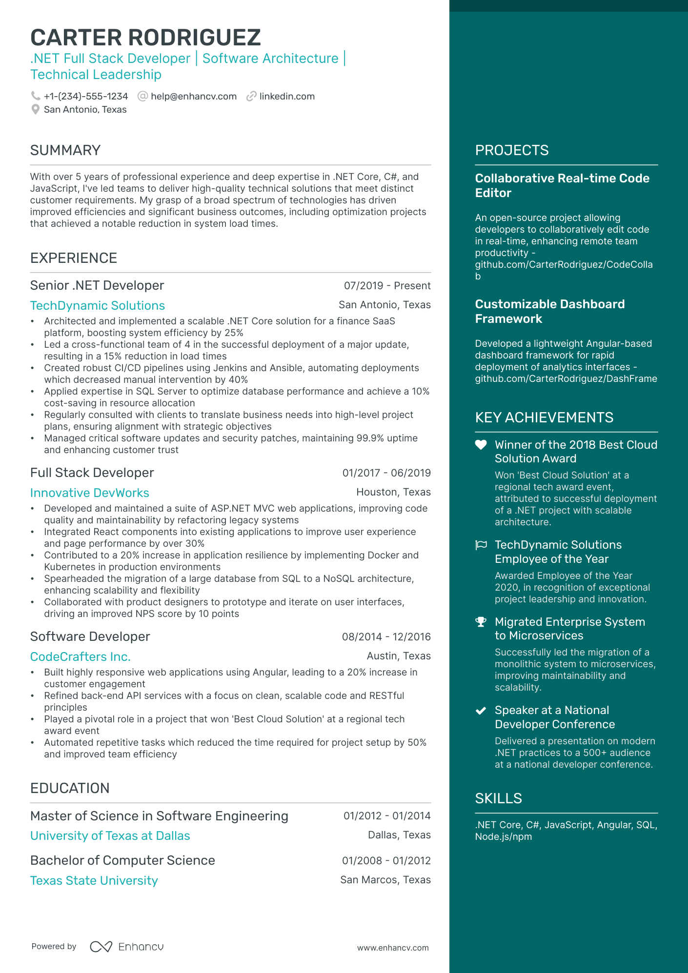 10 .Net Full-Stack Developer Resume Examples & Guide for 2025