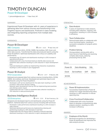 6 Power BI developer Resume Examples & Guide for 2023