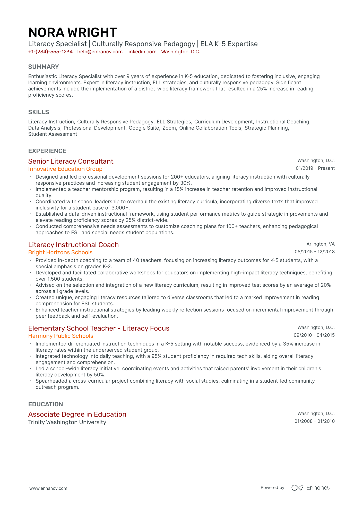 5 Educational Consultant Resume Examples & Guide for 2024