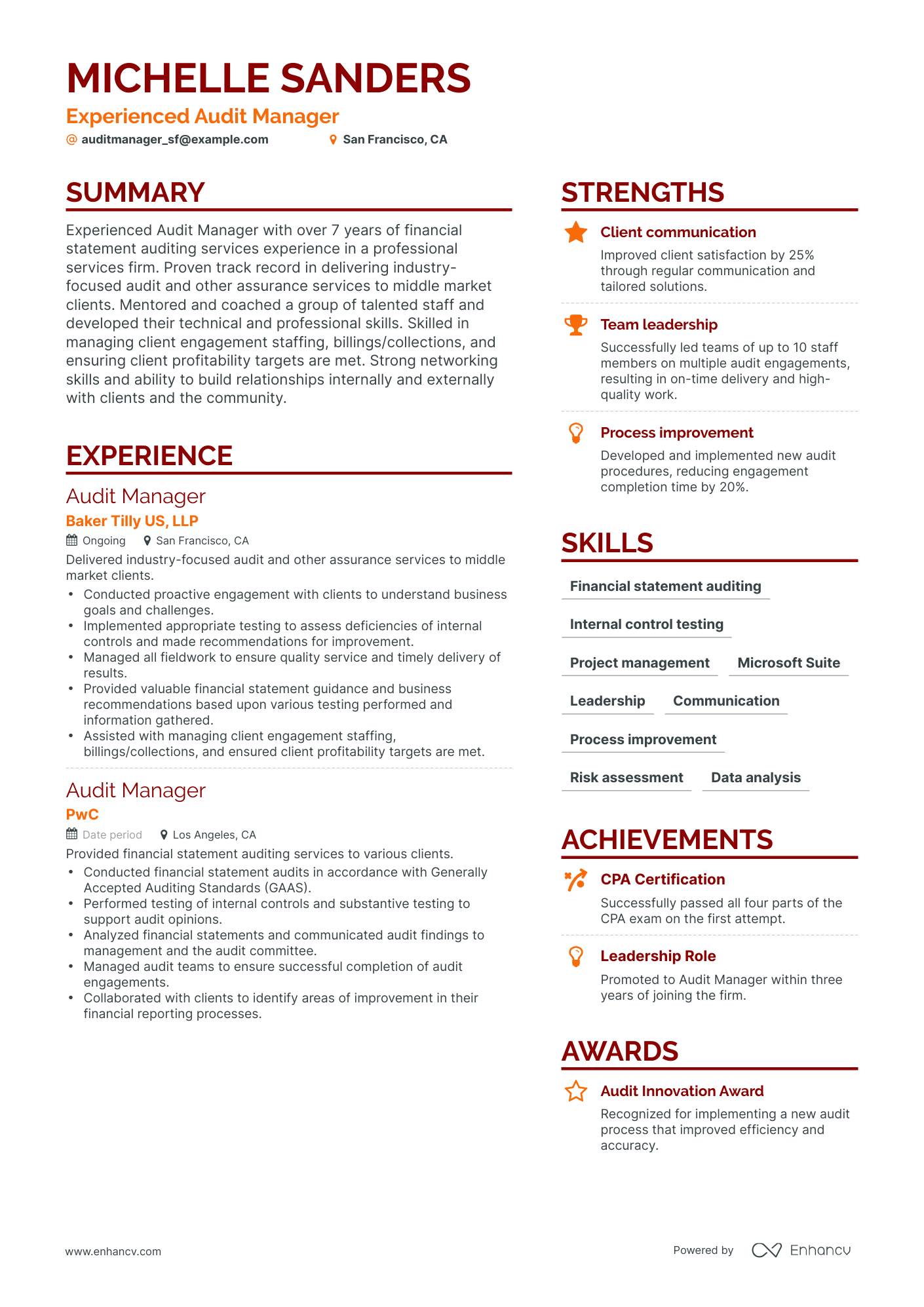 5 Audit Manager Resume Examples & Guide for 2023