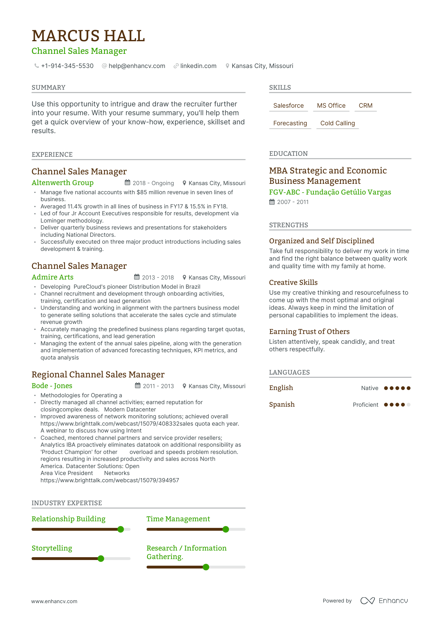 Channel Sales Manager Resume Examples & Guide for 2023 (Layout, Skills ...