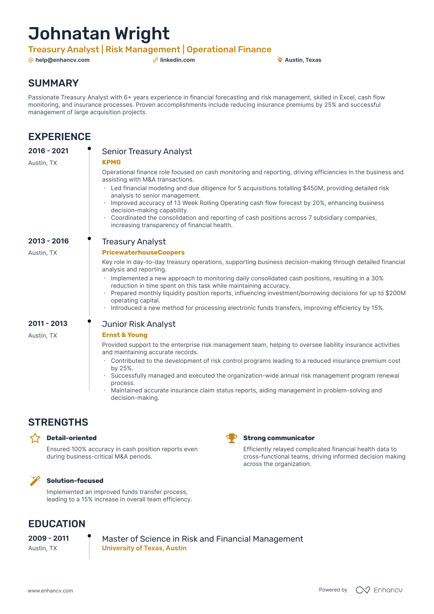 5 Treasury Analyst Resume Examples & Guide for 2024