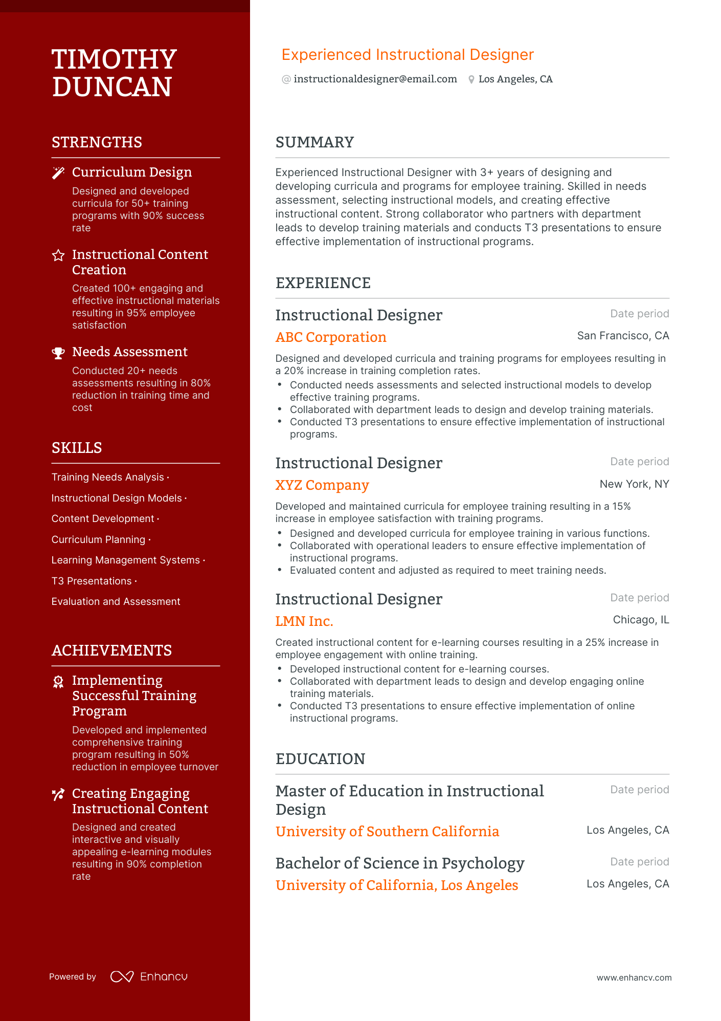 2 Instructional Designer Resume Examples & Guide for 2024