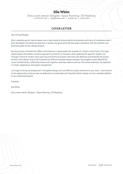 7 Professional Interior Designer Cover Letter Examples and Template for ...
