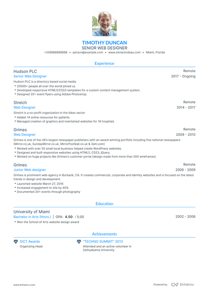 5 Web Designer Resume Examples & Guide for 2023