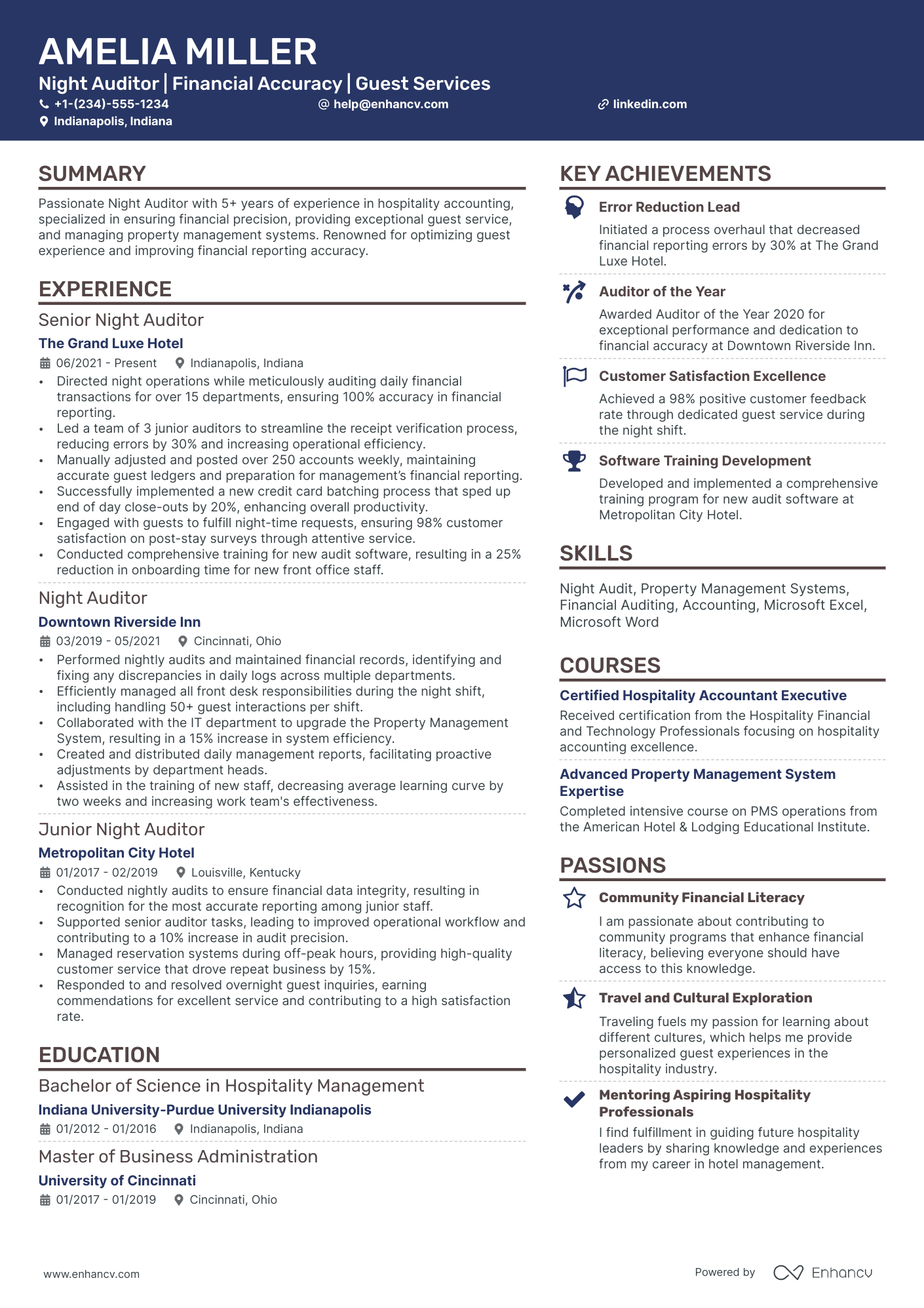 10 Night Auditor Resume Examples & Guide for 2025