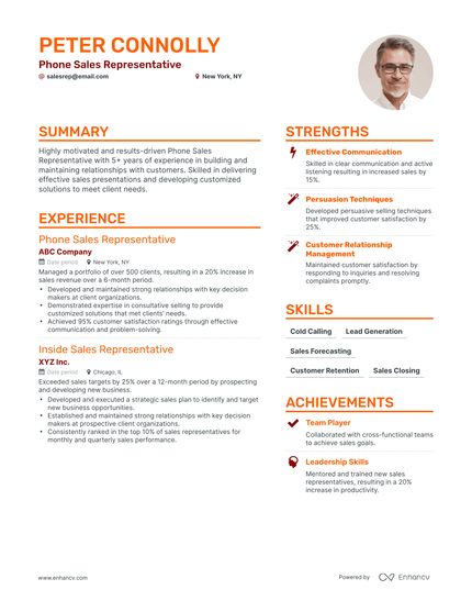 5 Phone Sales Resume Examples & Guide for 2023