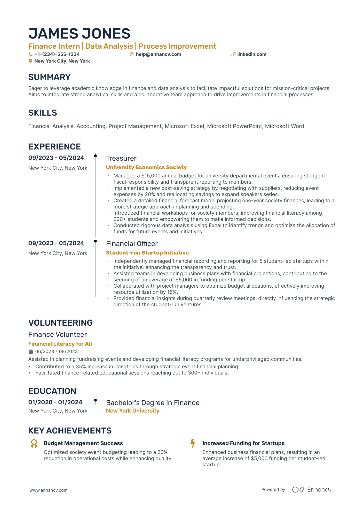 10 Finance Intern Resume Examples With 10/10 Score In 2025