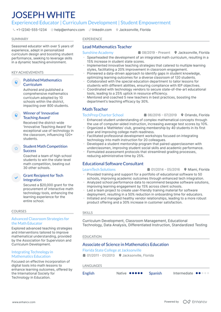 10 Technology Teacher Resume Examples & Guide for 2026