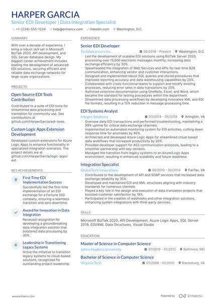 10 EDI Developer Resume Examples & Guide for 2025