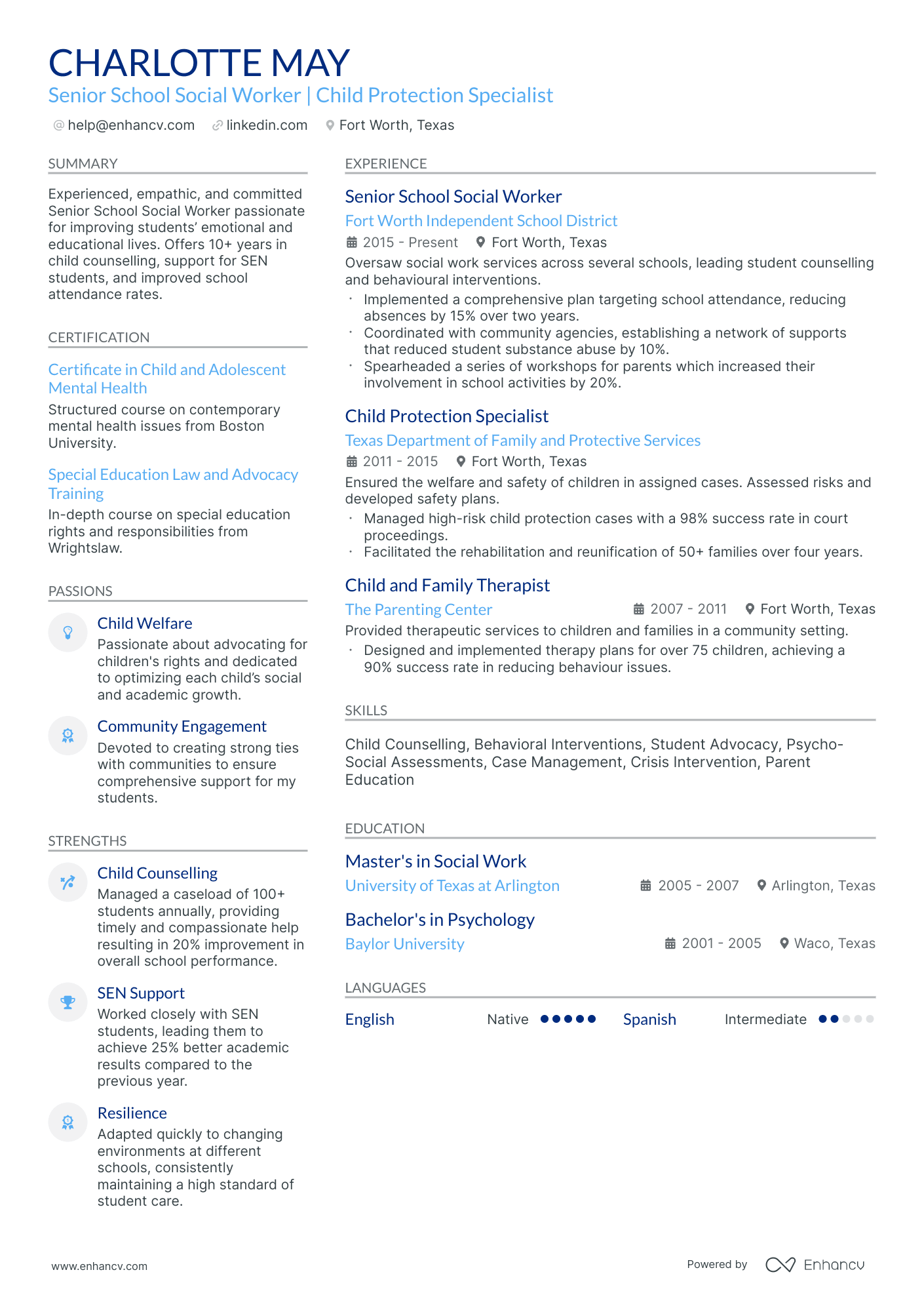 10 School Social Worker Resume Examples & Guide for 2025