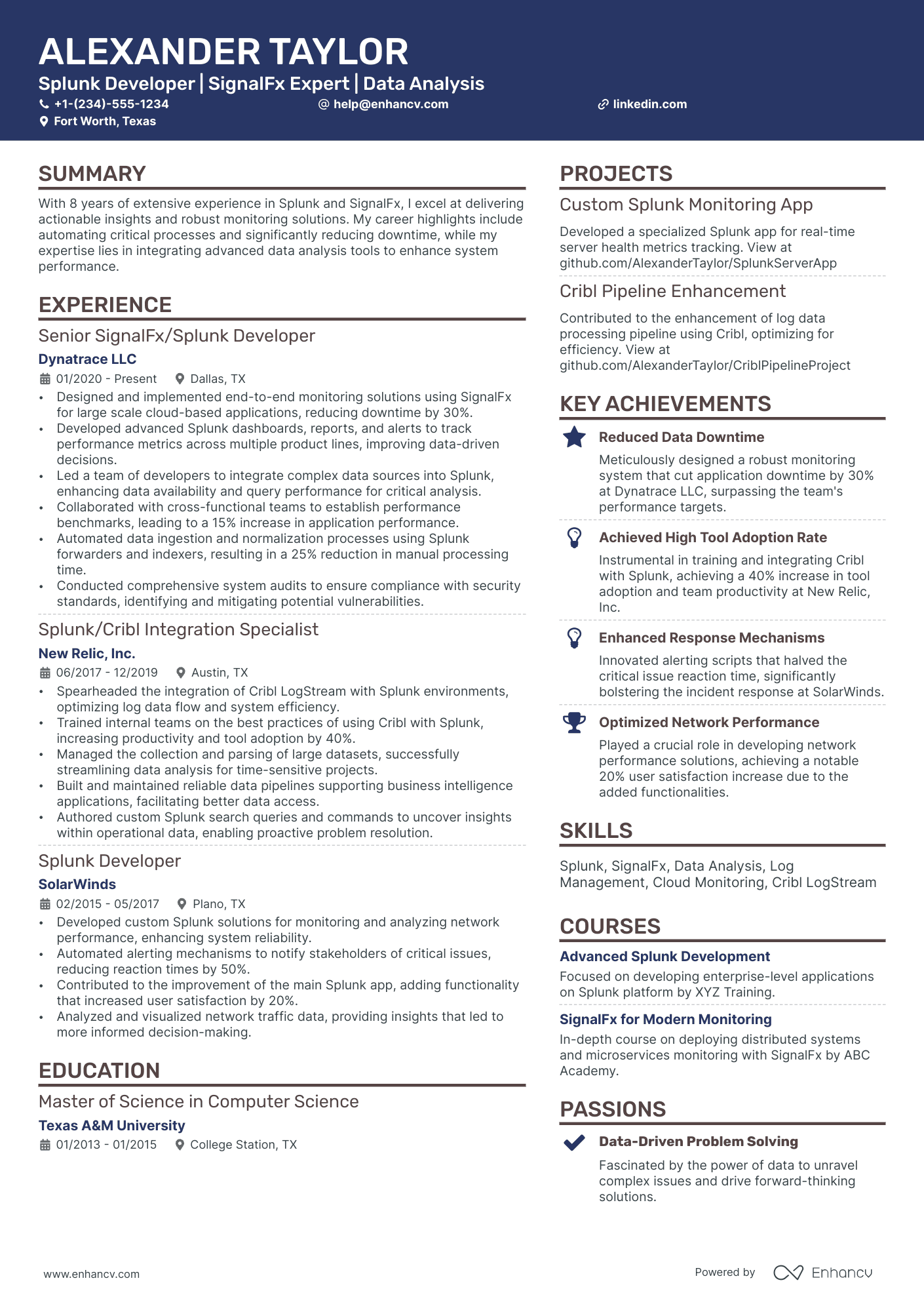 10 Splunk Developer Resume Examples & Guide for 2026