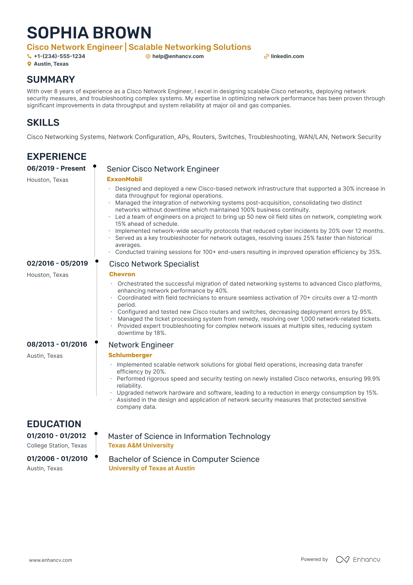 10 Cisco Network Engineer Resume Examples & Guide for 2026