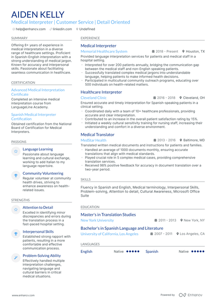10 Medical Interpreter Resume Examples & Guide for 2026