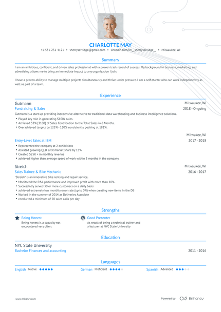 Entry Level Sales Resume: Examples, Template & 10+ Writing Tips (Layout ...