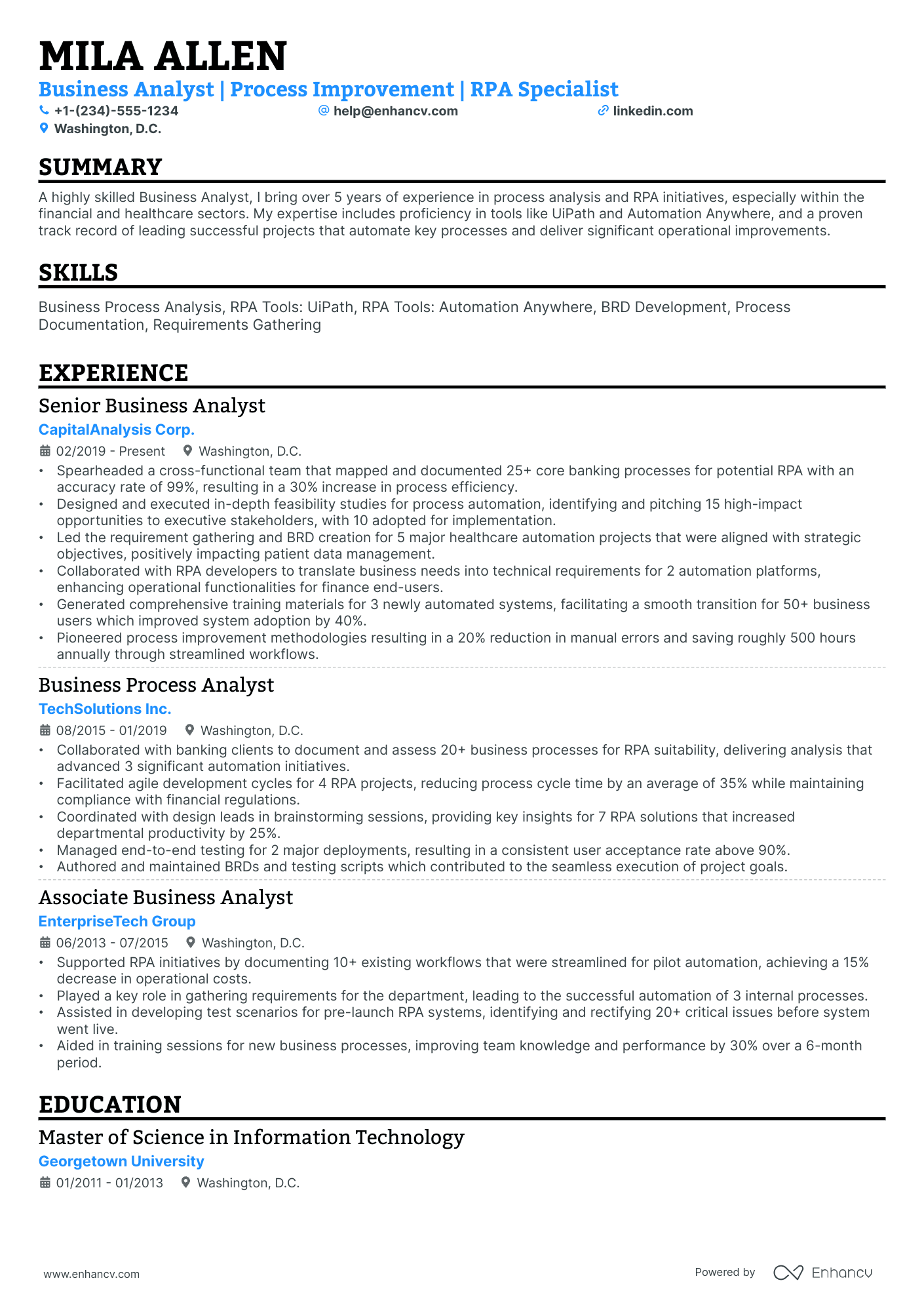 10 RPA Business Analyst Resume Examples & Guide for 2026