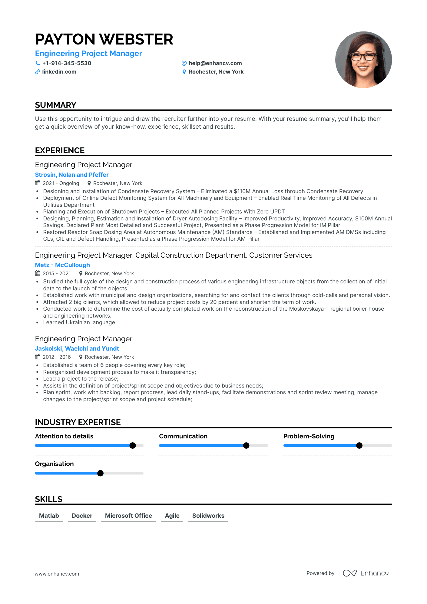 Engineering Project Manager Resume Examples & Guide for 2023 (Layout ...