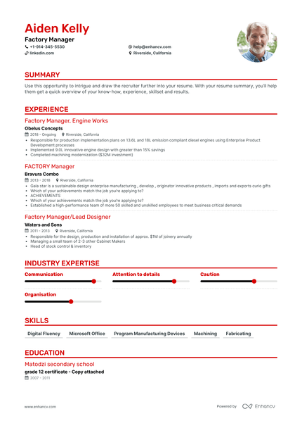Factory Manager Resume Examples & Guide for 2023 (Layout, Skills ...