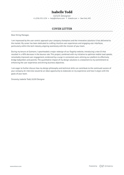 8 Professional UX Designer Cover Letter Examples and Template for 2025 ...