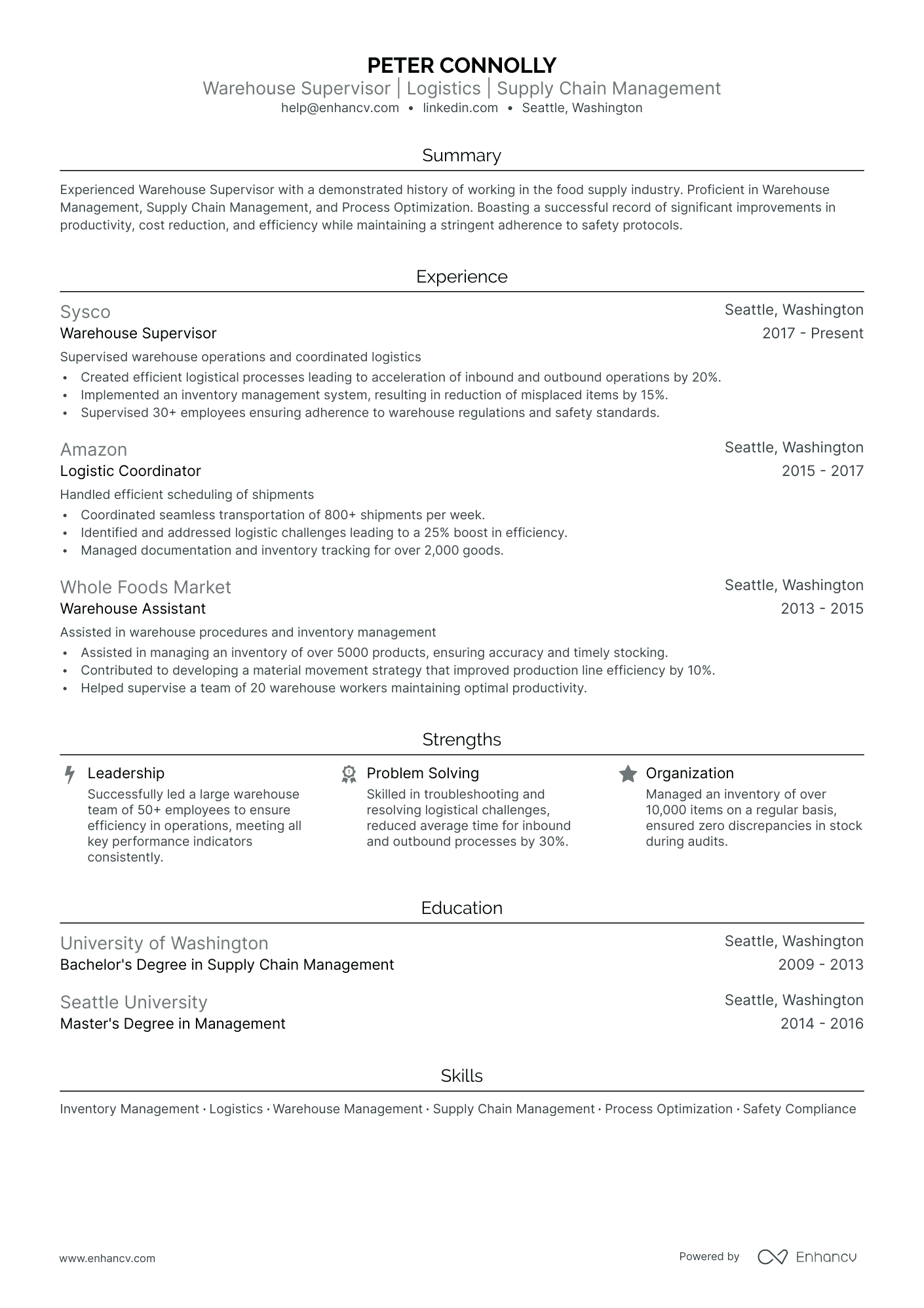 5 Warehouse Supervisor Resume Examples & Guide for 2024
