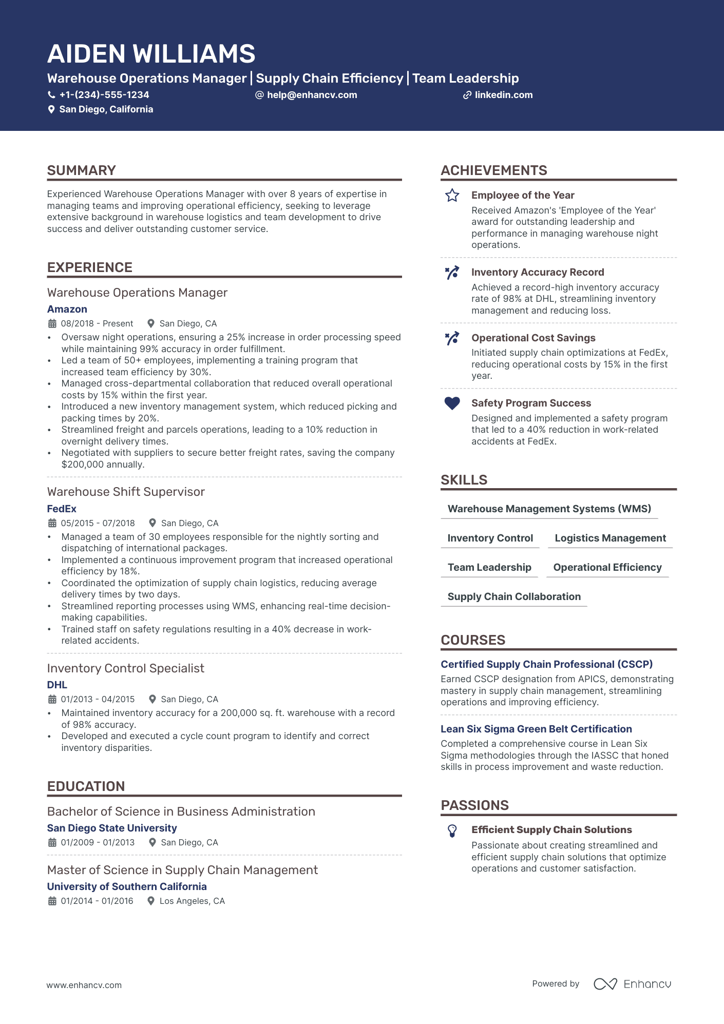 5 Warehouse Manager Resume Examples & Guide for 2024