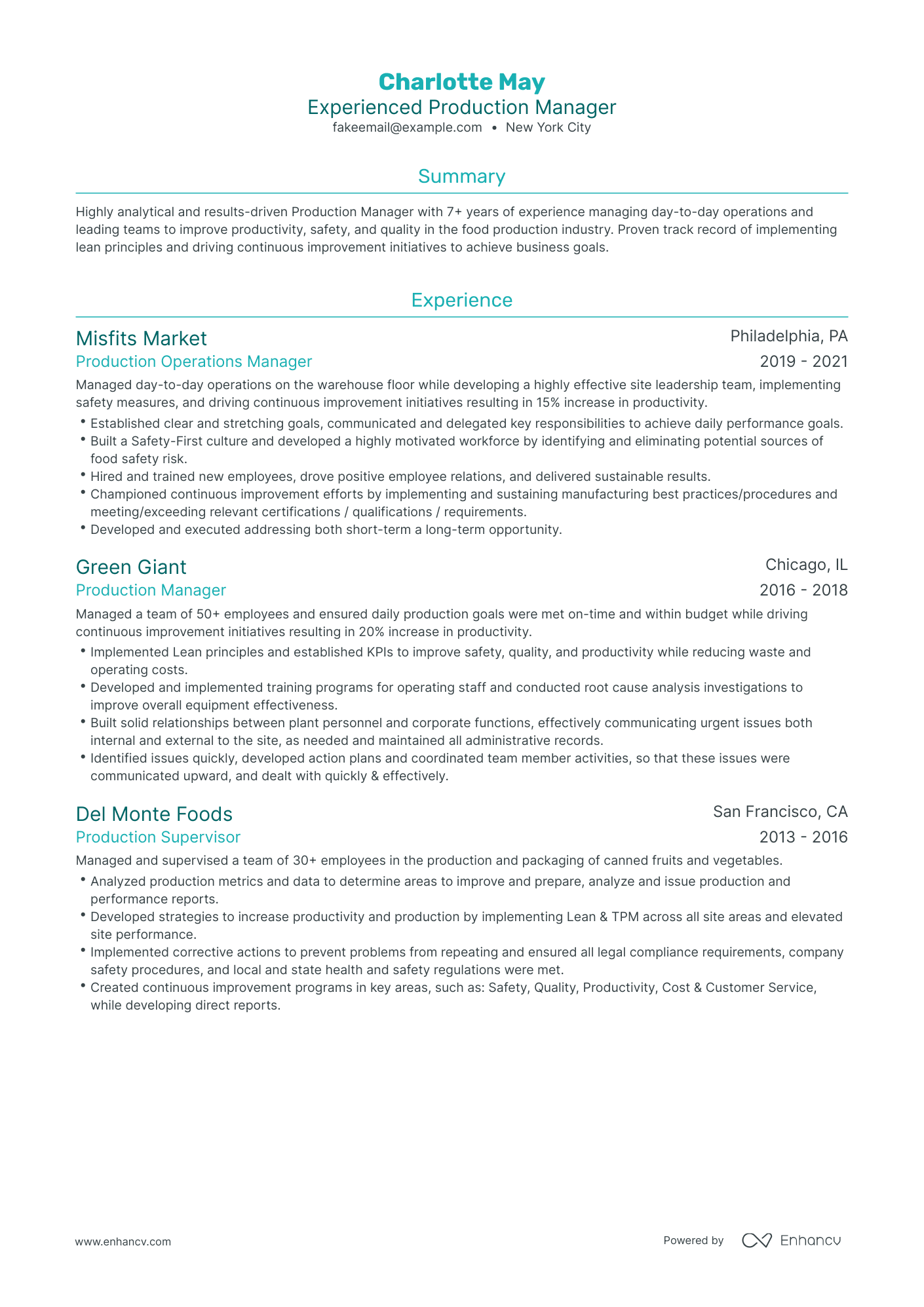 5 Production Manager Resume Examples & Guide for 2024