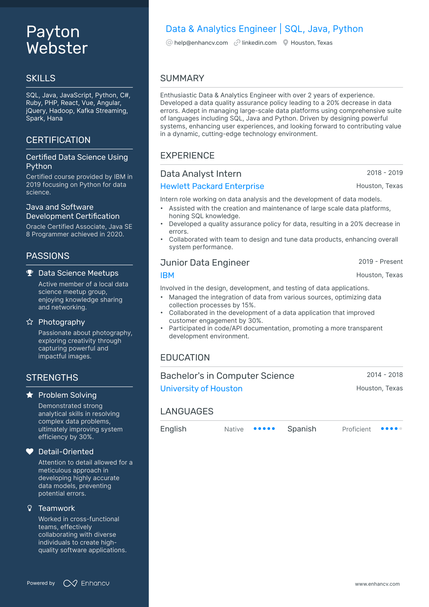 10 Junior Data Engineer Resume Examples & Guide for 2025