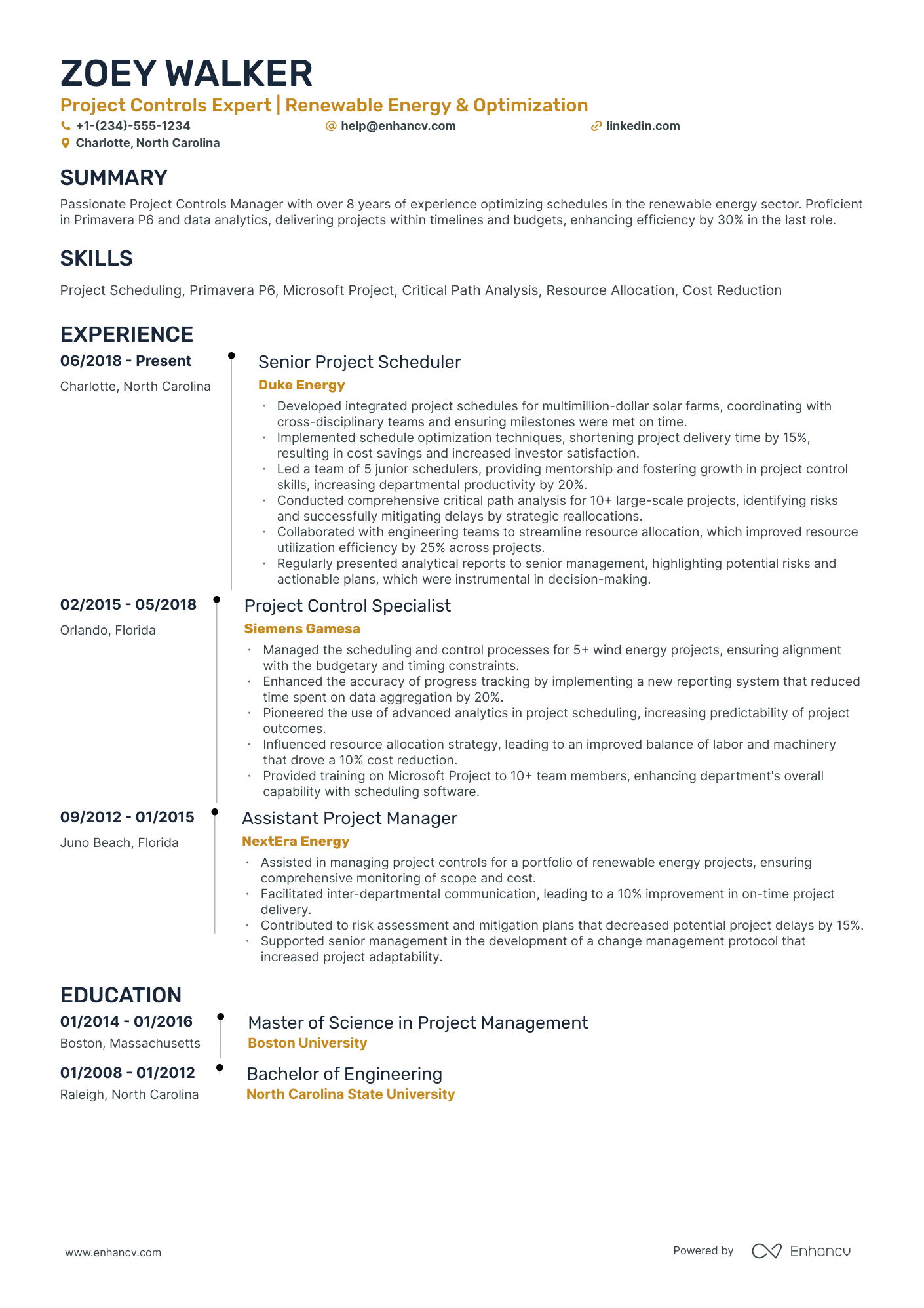 10 Project Controls Manager Resume Examples & Guide for 2025