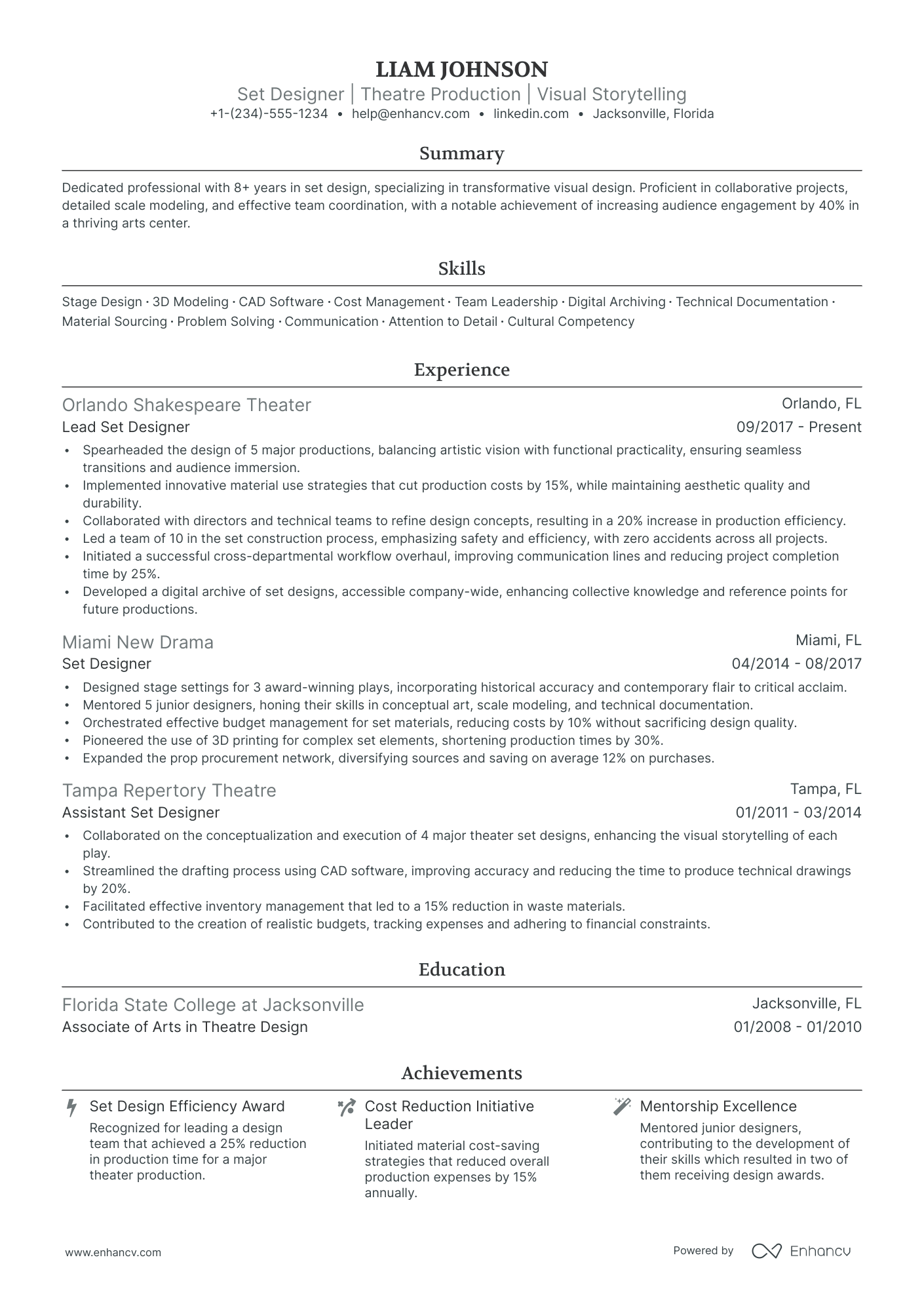 5 Set Designer Resume Examples & Guide for 2024