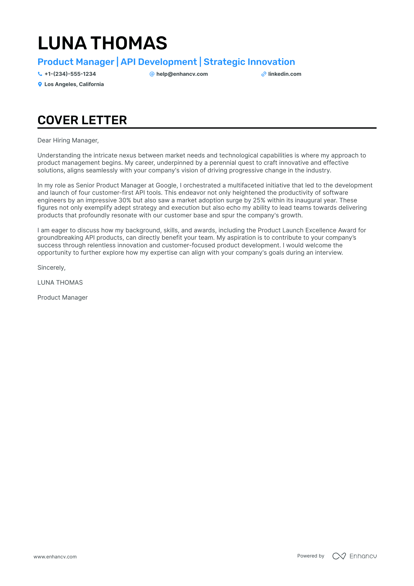 26 Professional Product Manager Cover Letter Examples and Template for ...