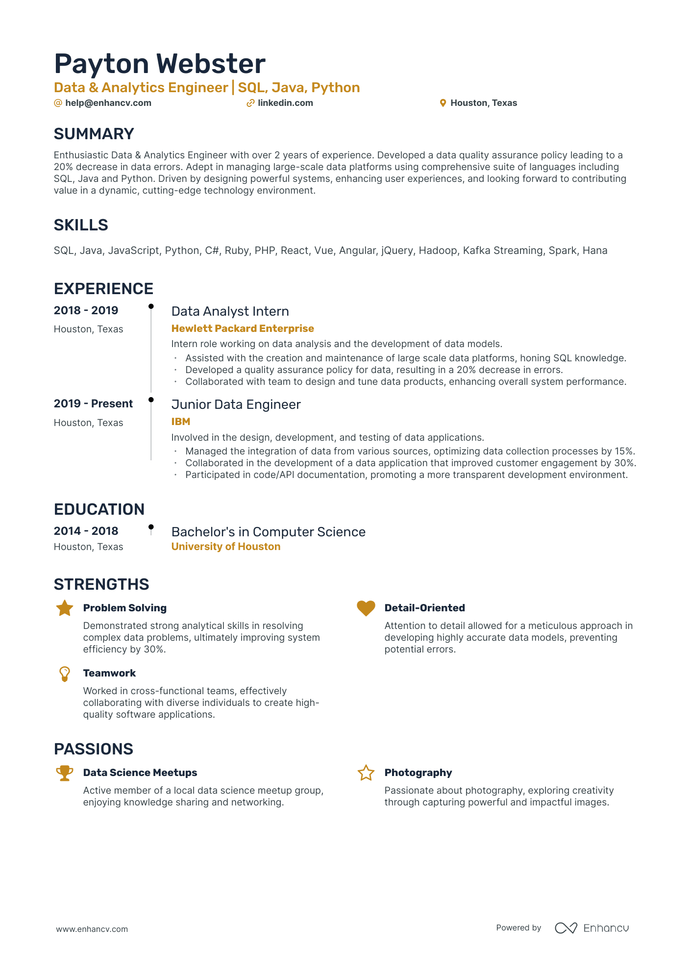 10 Junior Data Engineer Resume Examples & Guide for 2025
