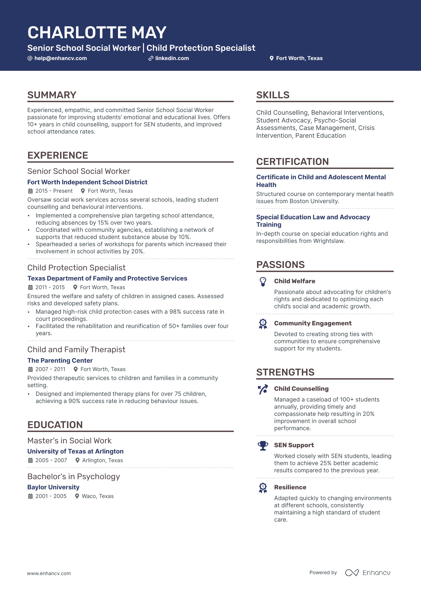 10 School Social Worker Resume Examples & Guide for 2025