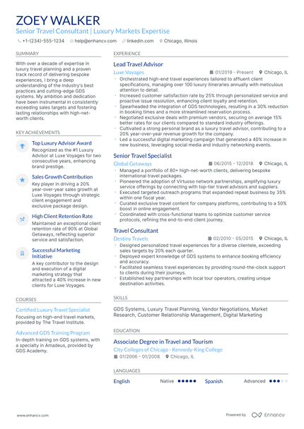 Travel Consultant Resume Examples & Guide for 2025