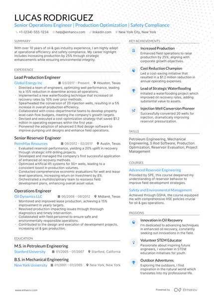 10 Petroleum Engineer Resume Examples & Guide for 2026
