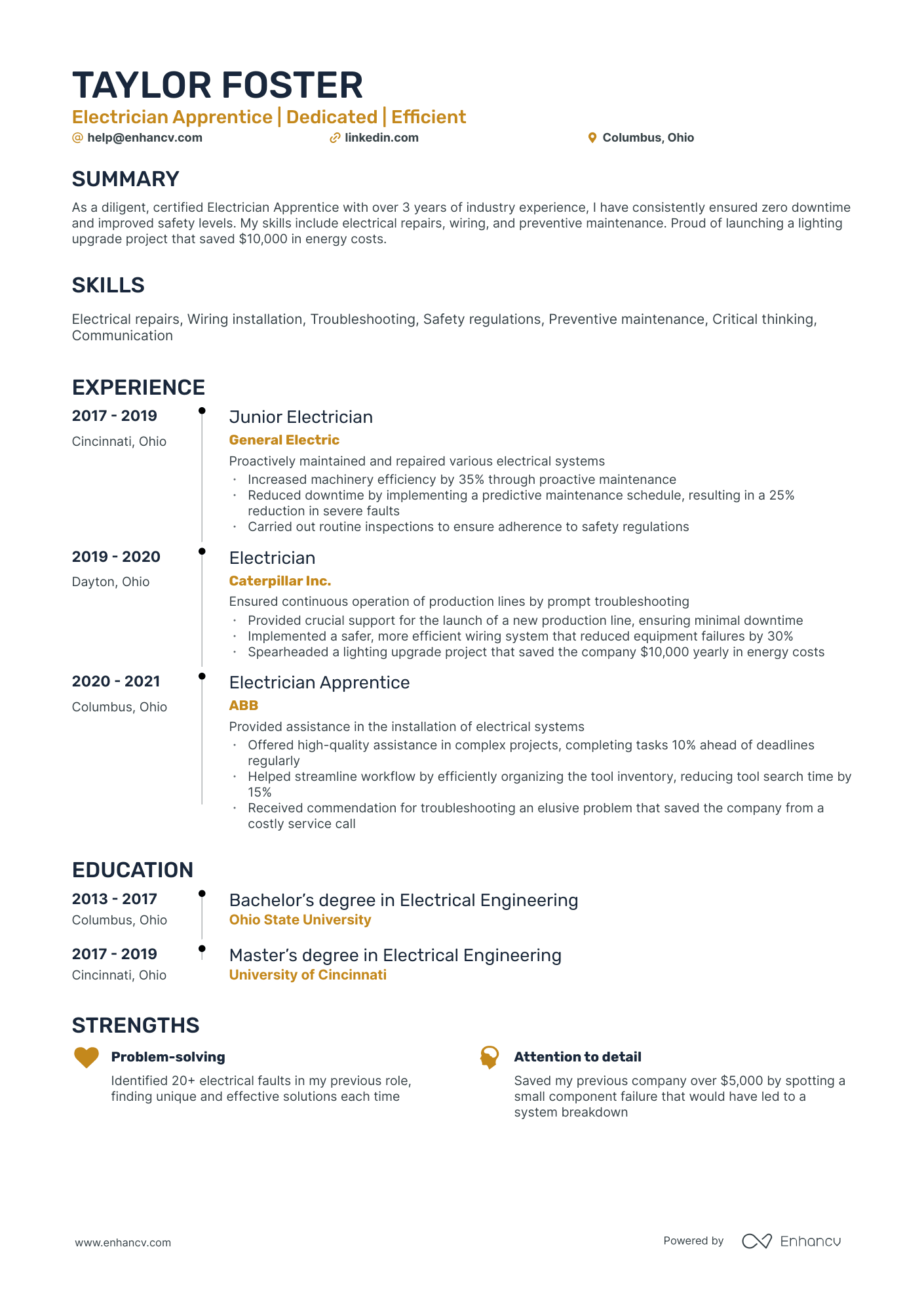 10 Electrician Apprentice Resume Examples & Guide for 2026