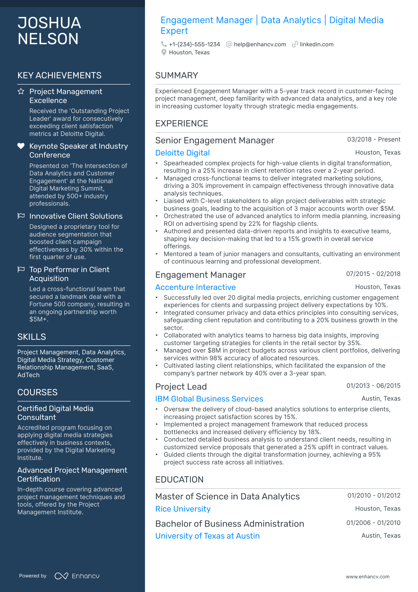 10 Engagement Manager Resume Examples & Guide for 2026