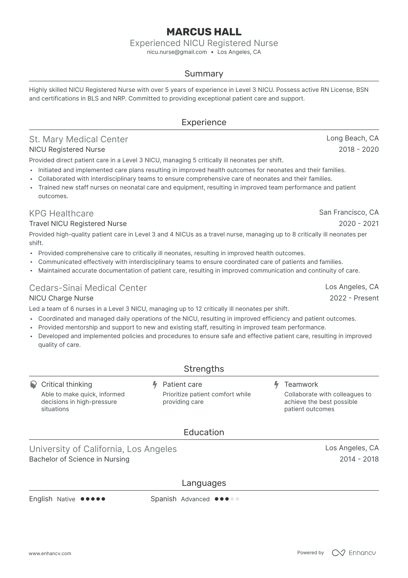5 NICU Nurse Resume Examples & Guide for 2025