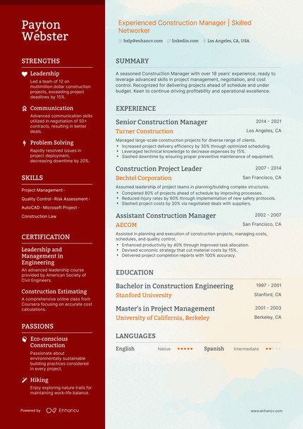 5 Construction Business Owner Resume Examples & Guide for 2024