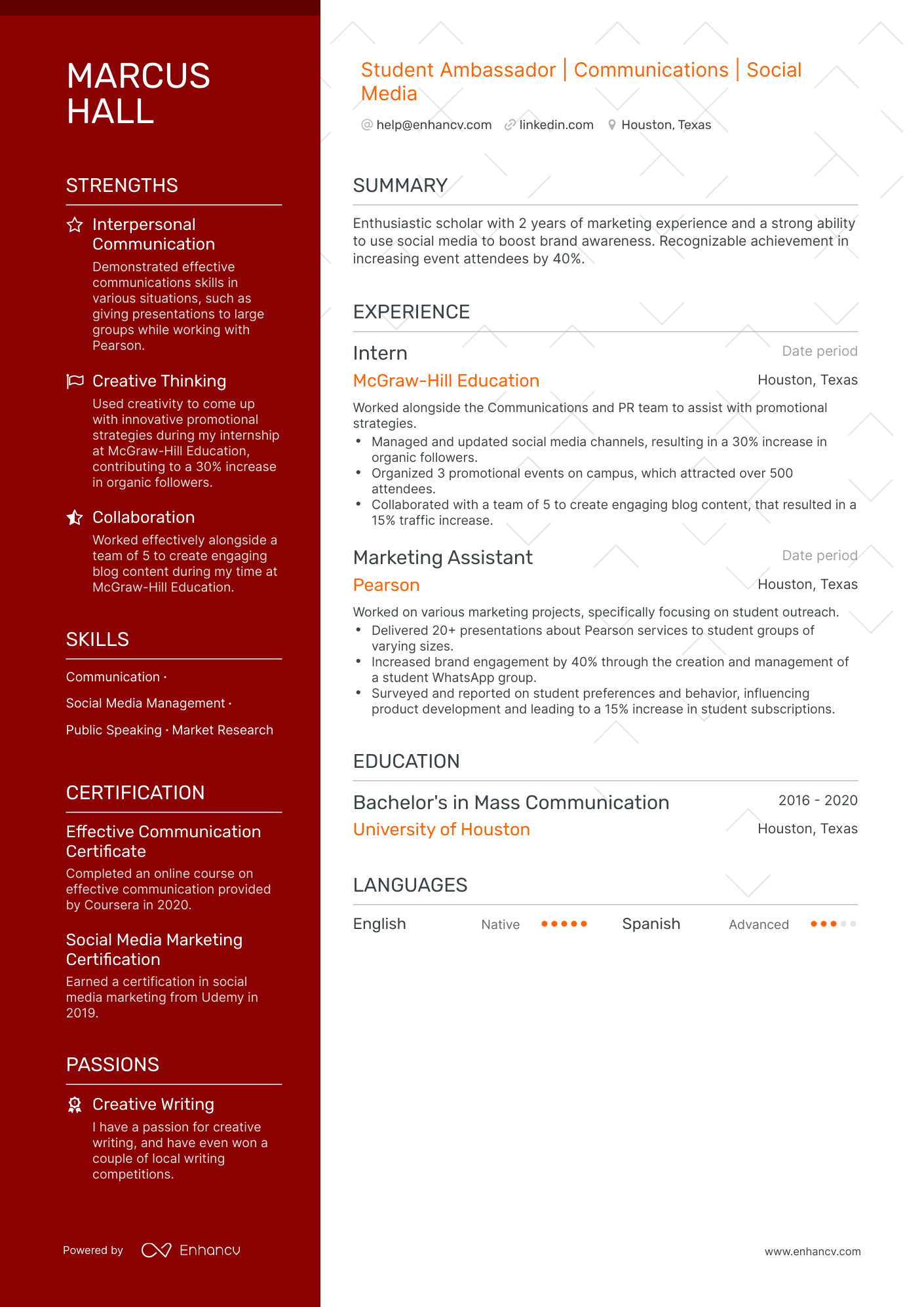 5 Student Ambassador Resume Examples & Guide for 2024