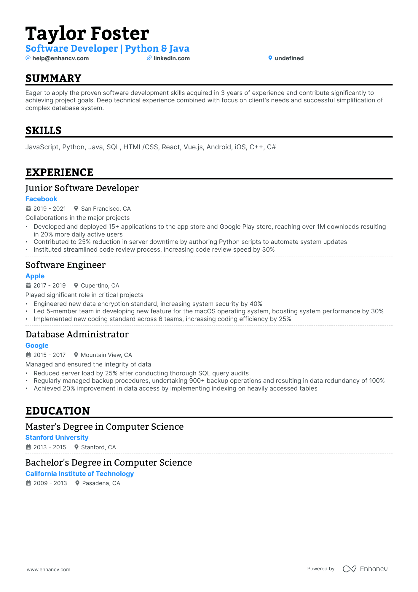 10 Entry-Level Computer Science Resume Examples & Guide for 2025