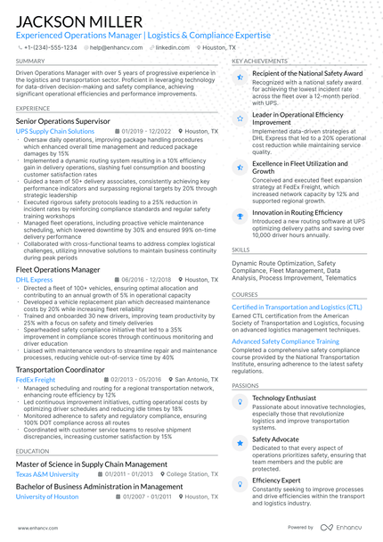 10 FedEx Operations Manager Resume Examples & Guide for 2025