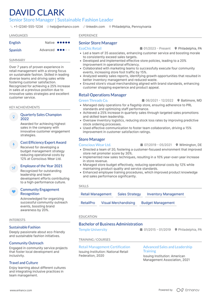 25 Store Manager Resume Examples & Guide for 2026