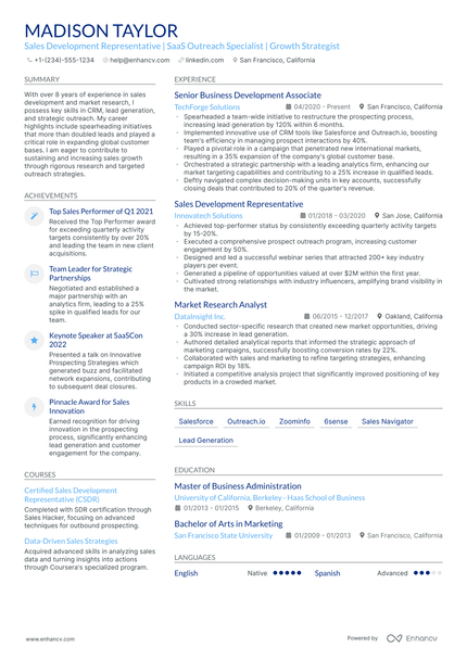 5 Sales Development Representative Resume Examples & Guide for 2025